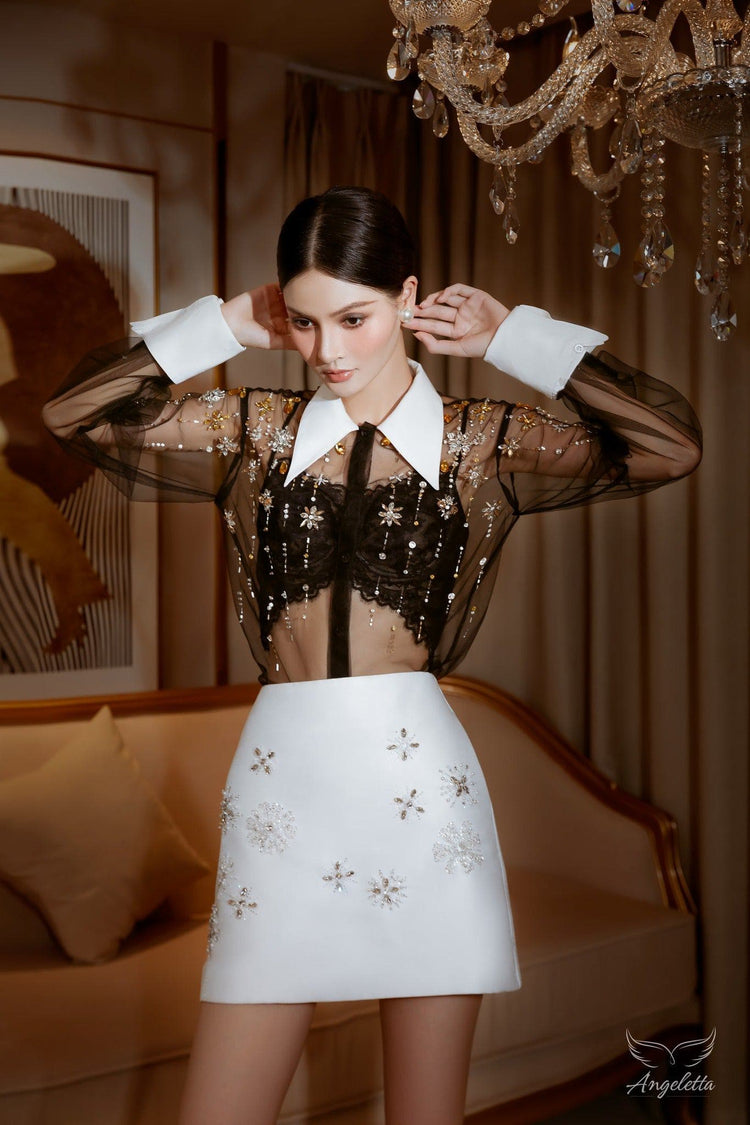 ISLA Attachment Mesh Top & A-Line Flower Attachment Skirt & Butterfly ...